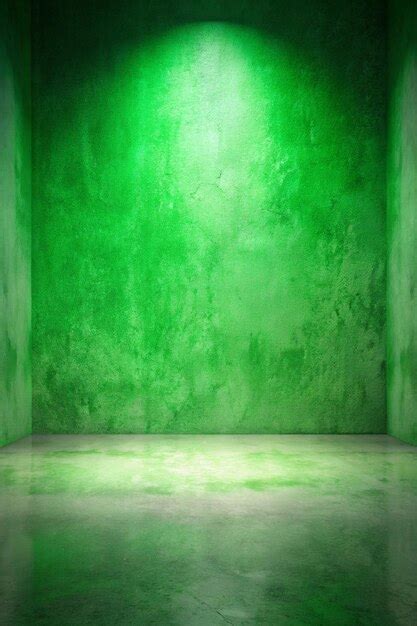 Пустой зеленый бетонный комнатный фон Перспективный зеленый градиент