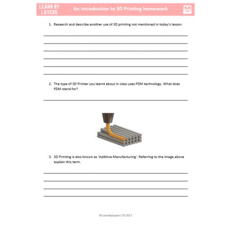 An Introduction To 3d Printing By Learnbylayers Free Lesson Resource