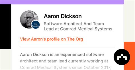 Aaron Dickson Software Architect And Team Lead At Comrad Medical Systems The Org