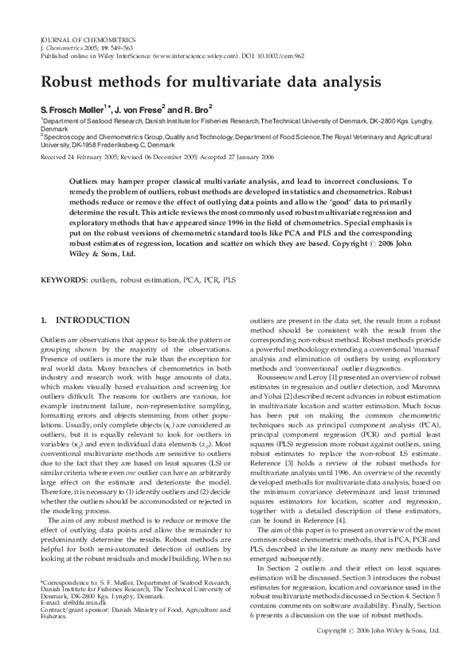 pdf robust methods for multivariate data analysis
