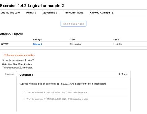 Exercise Logical Concepts PHIL A A WA Symbolic Logic Exercise Logical