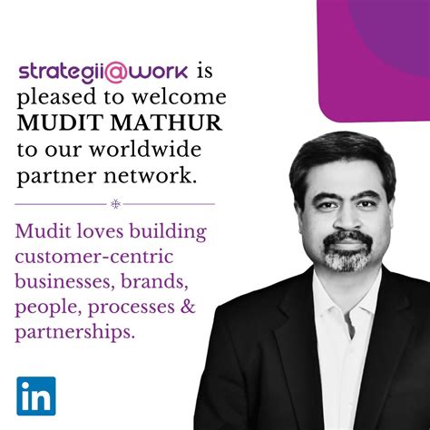 strategii at work on linkedin we are thrilled to welcome mudit mathur