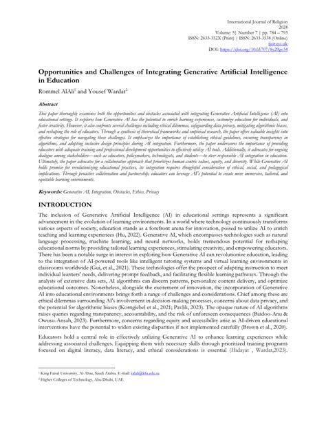 pdf opportunities and challenges of integrating generative artificial