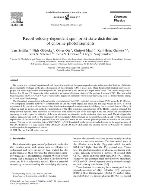 Pdf Recoil Velocity Dependent Spinorbit State Distribution Of