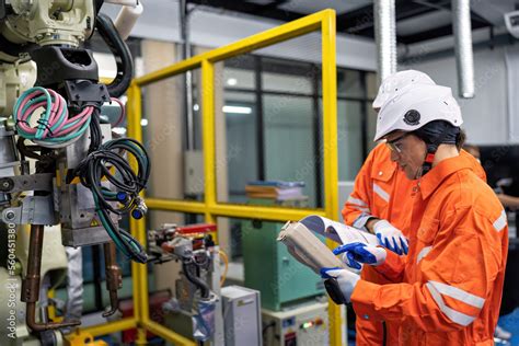 Engineer Teach Trainee Operation Maintenance And Programing Robot Arm