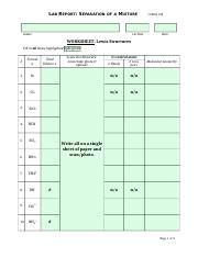 Lab Report Separation Of A Mixture Template Docx LAB REPORT SEPARATION OF A MIXTURE Name