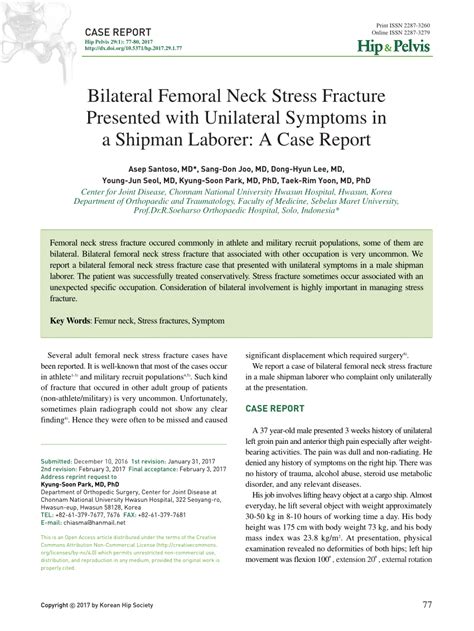 Pdf Bilateral Femoral Neck Stress Fracture Presented With Unilateral