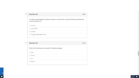 Solved Question 22 1 Pts In Programming Languages Binding