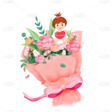 卡通感母亲节花元素贴纸
