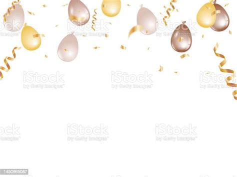 색종이가 있는 금과 크림 공기 풍선 축하 배경 디자인입니다 0명에 대한 스톡 벡터 아트 및 기타 이미지 0명 금색 배경 주제 Istock