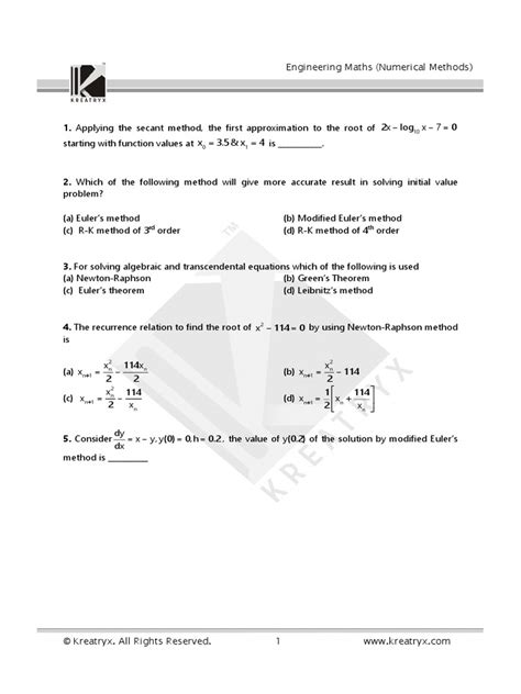 Numerical Methods Questions Pdf Download Free Pdf Numerical Analysis Mathematical Logic