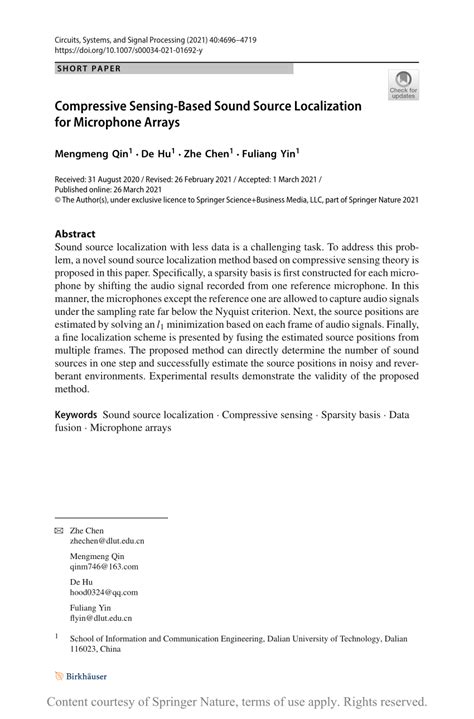 Compressive Sensing Based Sound Source Localization For Microphone