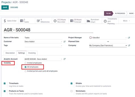 how to set privacy rules in the odoo 15 project module