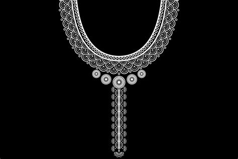 Ethnic Collar Lace Pattern Traditional On Black Background Necklace
