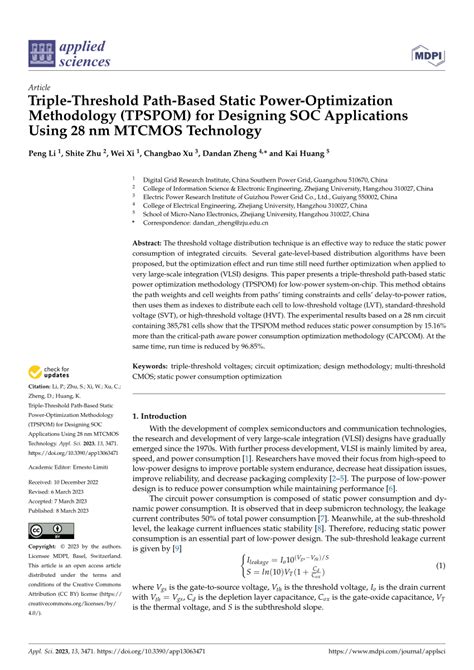 Pdf Triple Threshold Path Based Static Power Optimization Methodology Tpspom For Designing