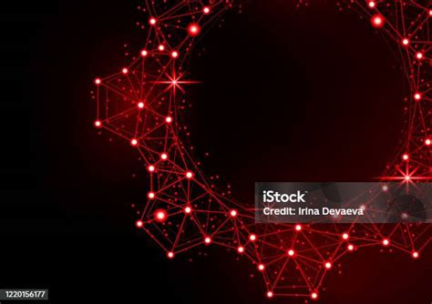 백라이트와 검은 배경에 눈부심 효과와 빛나는 기어 아이콘 그리드 기어 아이콘 빛나는 다각형 메쉬 프레임입니다 벡터 가리기에 대한 스톡 벡터 아트 및 기타 이미지 Istock