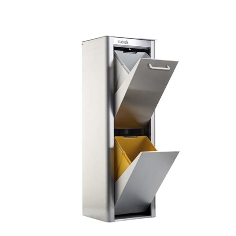 Selective Sorting Bin With 2 Tilt Out Compartments Stainless Steel CUBEK