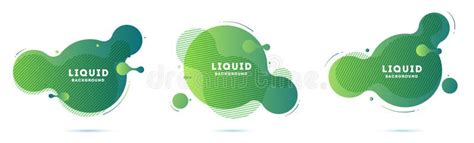 Liquid Abstract Element Set Cyan Blue Green Blobs Hatched Forms