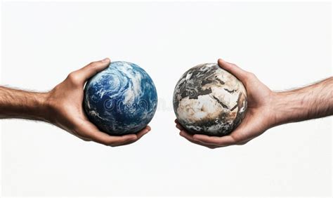 Earth And Mars Models Held In Hands Representing Planetary Exploration