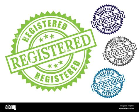 A Grunge Rubber Registered Stamp Set Official Document Approval Vector