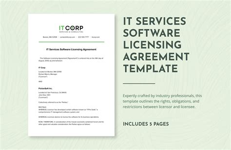 It Services Software Licensing Agreement Template In Word Pdf Download