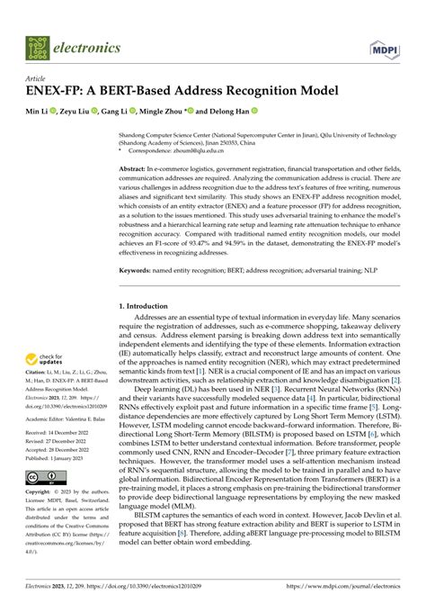 Pdf Enex Fp A Bert Based Address Recognition Model