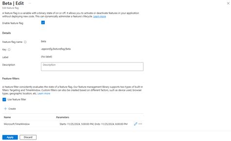 Activer Les Fonctionnalités Selon Une Planification Azure App Configuration Microsoft Learn