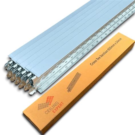 Pack Of 10 Silver Cross Tee Section 600mm X 24mm Suspended Ceiling Grid Components