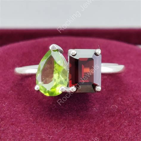 Ruby Peridot Ring Etsy