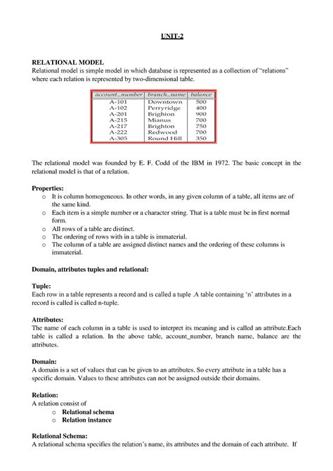 Dbms Unit2 Relational Database Unit Relational Model Relational Model Is Simple Model In