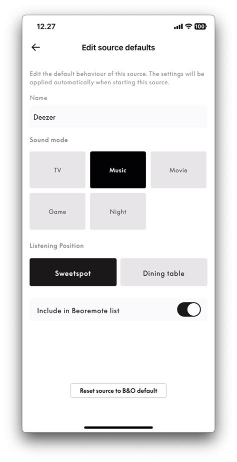 How Do I Access Source Specific Settings On Beosound Beovision Theatre Bang Olufsen Support