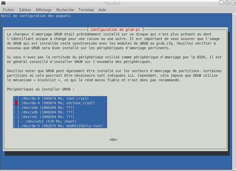 [résolu] où installer le grub système debian facile