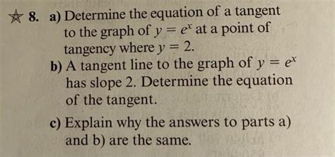 Solved A Determine The Equation Of A Tangent To The Graph Chegg Com