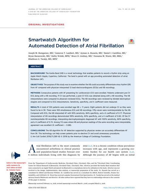 Pdf Smartwatch Algorithm For Automated Detection Of Atrial
