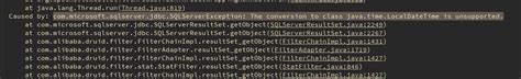 Updated Version Threw Exception Of Localdatetime Commicrosoftsqlserverjdbc