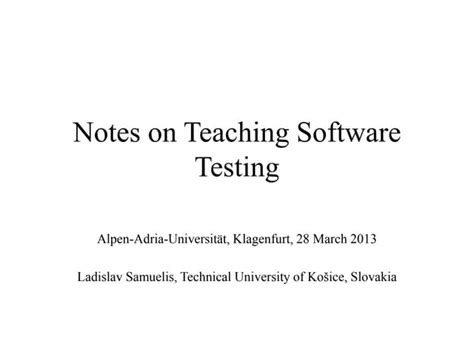 Notes On Teaching Software Testing Pdf