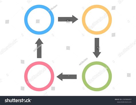 Diagrammatic Chart Four Colored Circles Connected Stock Vector Royalty Free