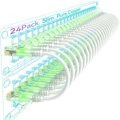 Cat6a Patch Cables Slim 1ft 24 Pack Flexible Cat6 Ethernet Patch