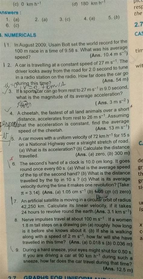 What Is Its Acceleration B Calculate The Distance Travelled Ans A