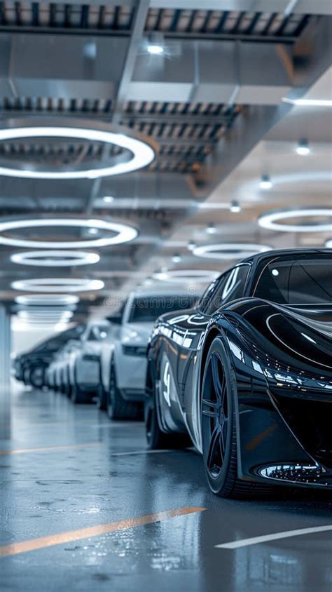 Hydrogen Fuel Cell Vehicle In Modern Parking Lot Autonomous Electric