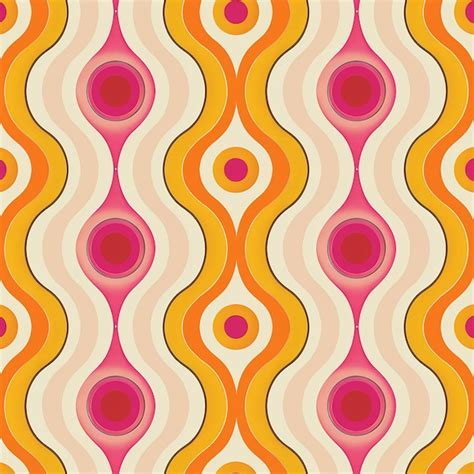 70s Retro Pattern In Yellow Pink And Orange Premium Ai Generated Image