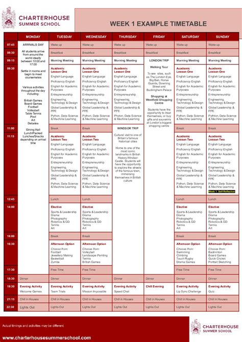Charterhouse Css Example Timetable 1 アイビー Uk