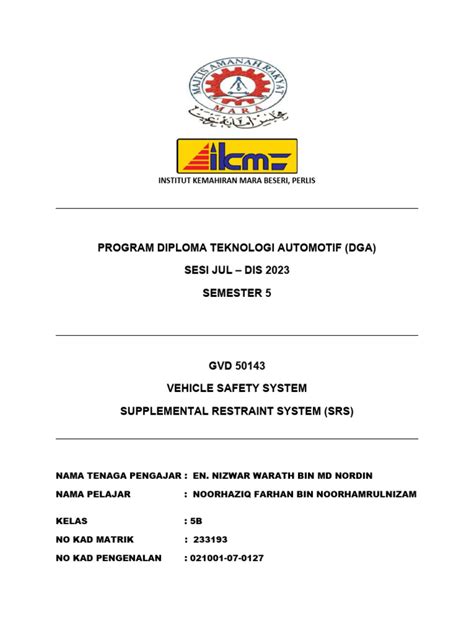 Assignment Vehicle Safety Pdf