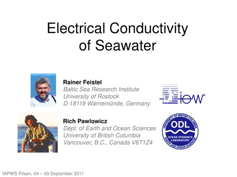Pdf Electrical Conductivity Of Seawater