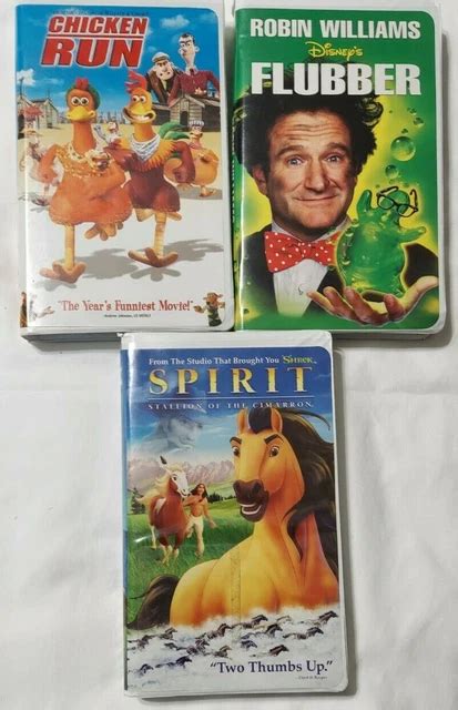 Walt Disney Dreamworks Vhs Lot Flubber Chicken Run Spirit Eur 554