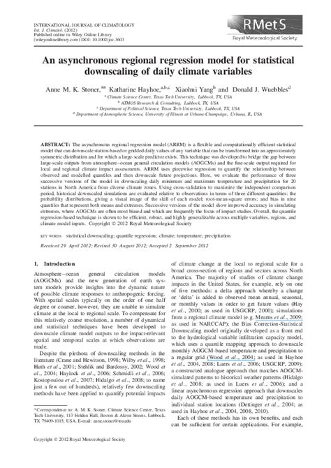 Pdf An Asynchronous Regional Regression Model For Statistical