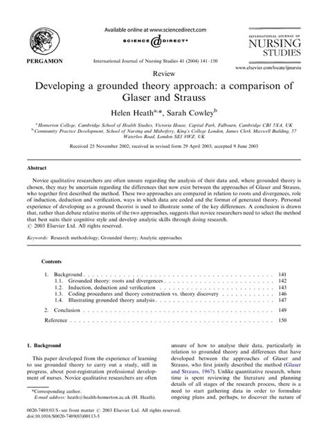 Developing A Grounded Theory Approach A Pdf Theory Methodology