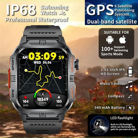 Lige Gps Flashlight Smart Watch 2025 New Bluetooth Call 201hd Screen