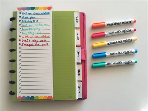 Free Printable Planner Insert List Making Dashboard Dry Erase Planner Accessories Rainbow To Do