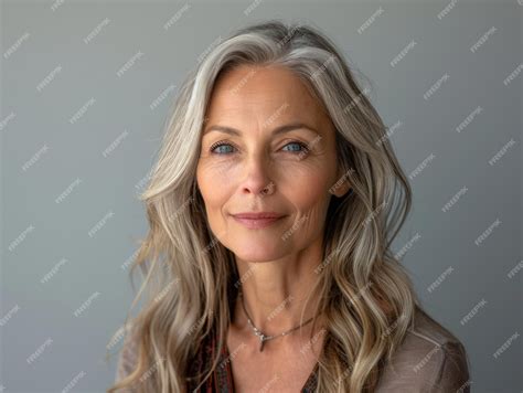 Premium Photo A Woman With Gray Hair And Blue Eyes